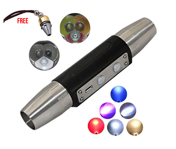 6 Colours Gem Checking Torch With brightness High and low ( White Yellow Blue Red UV 365 and 395 ...