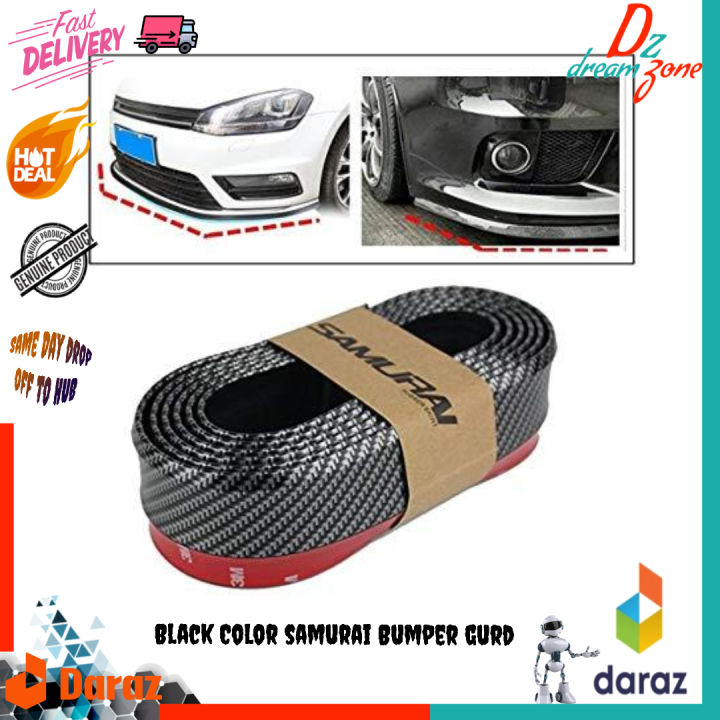 Black Carbon Samurai Front Bumper Lip Protector Rubber Body Guard 2.5M ...