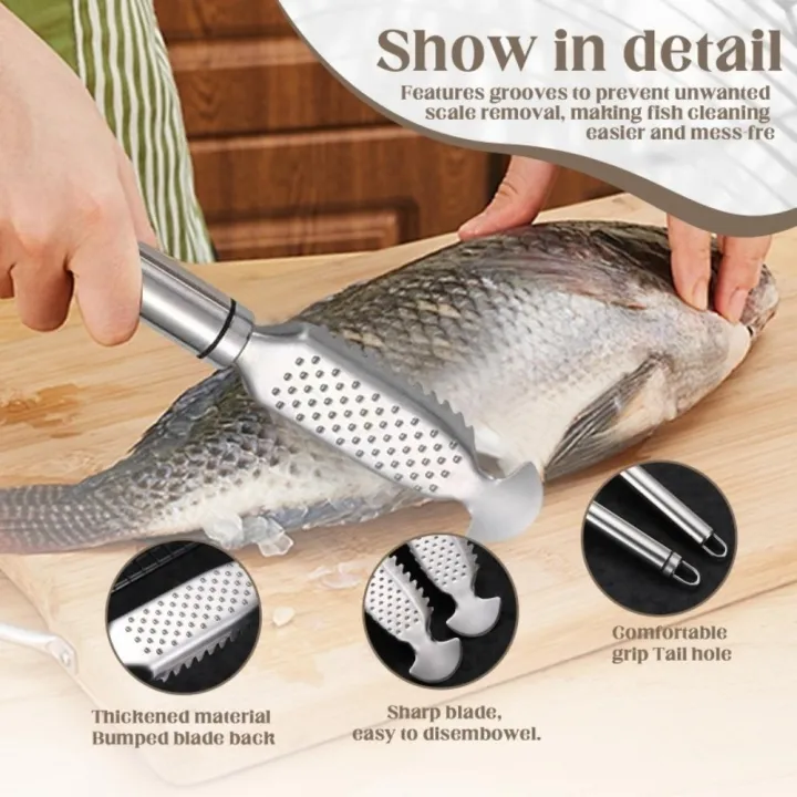 New Stainless Steel Fish Scale Remover Multi-use Kitchen Tool Fish ...
