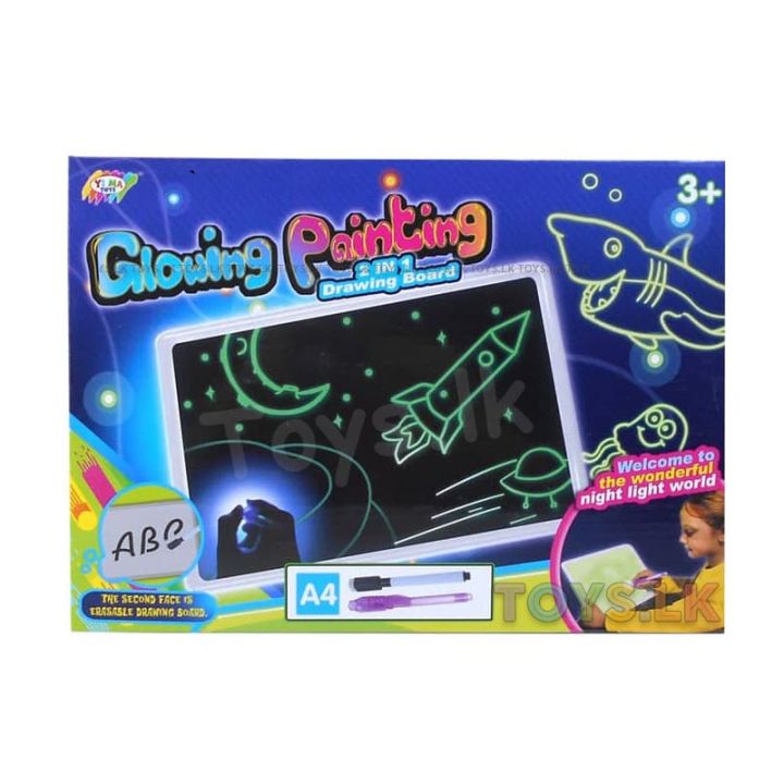 2 In 1 Glowing Painting Board &Whiteboard Writing Tablet - A4 Size (12 ...
