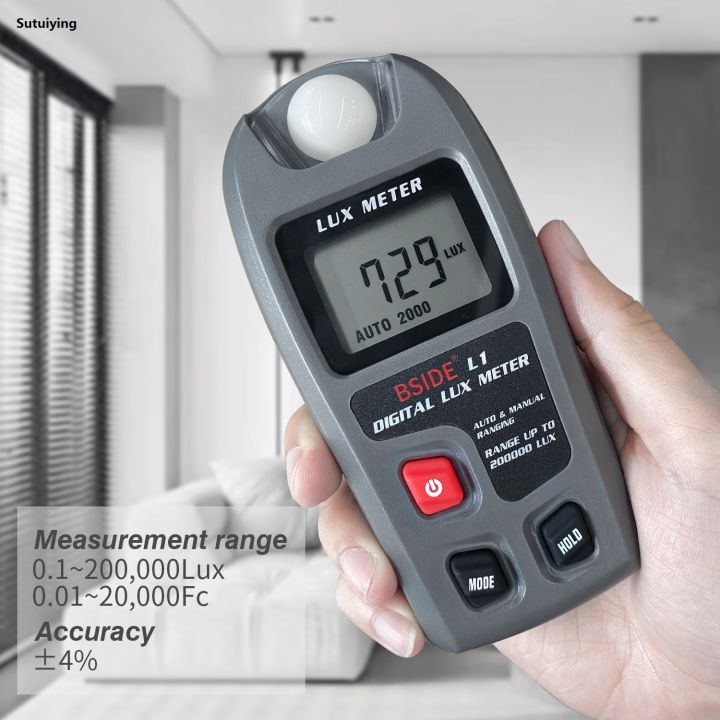 Sutuiying BSIDE Portable Digital Lux Meter 0~200,000lux LCD Lux / FC ...