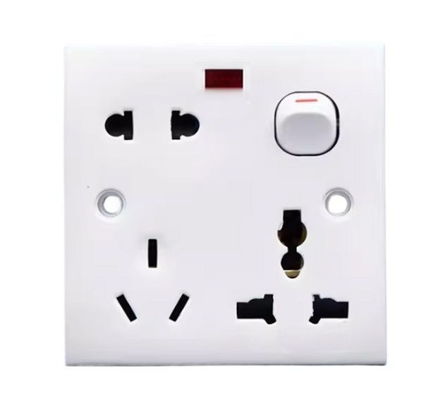 Universal wall switch socket 8 hole 2 pin & 3 pin socket multi plug ...
