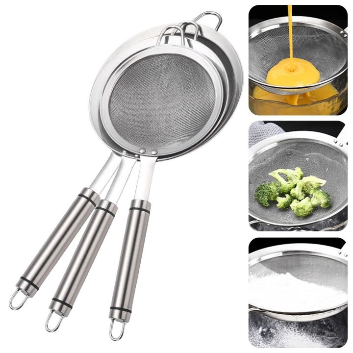 New Fine Mesh Skimmer Spoon Rust-proof Stainless Steel Flour Sieve ...