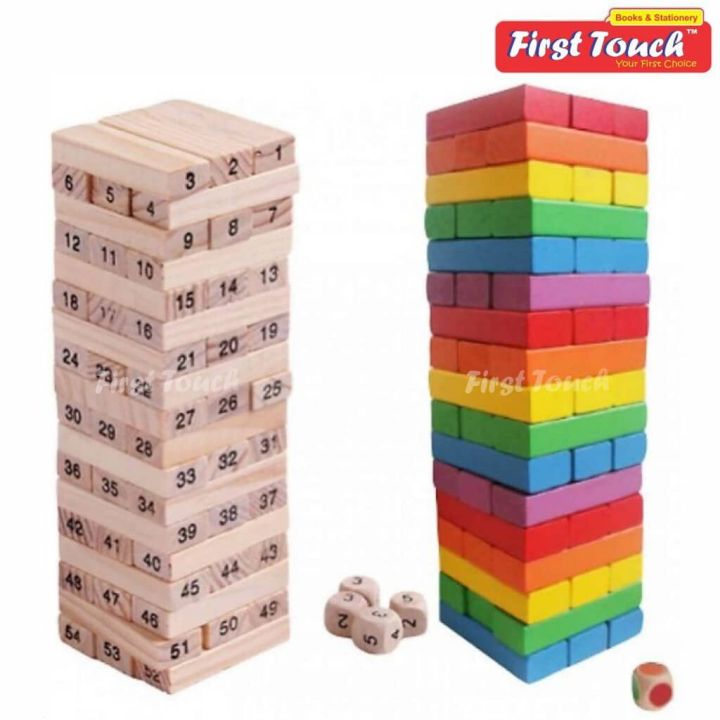 Wooden / Colourful Block Jenga Stacking Games Tower Building | Daraz.lk