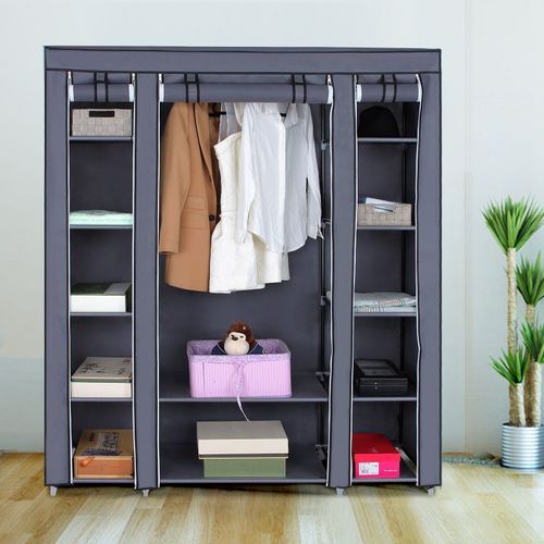 3 Door Storage Wardrobe Foldable and Movable Cloth/Fabric Wardrobe with ...