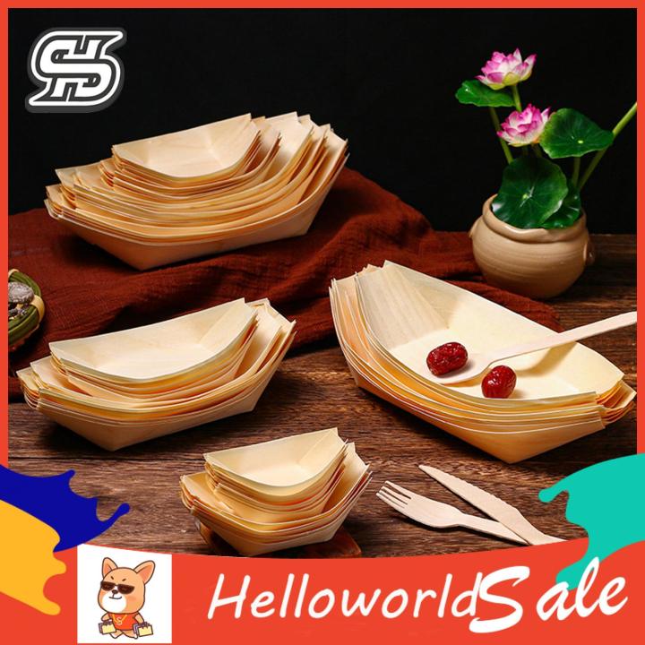 HelloWorld Food Tray Food Grade Disposable Boat Shape Food Sushi Tray ...