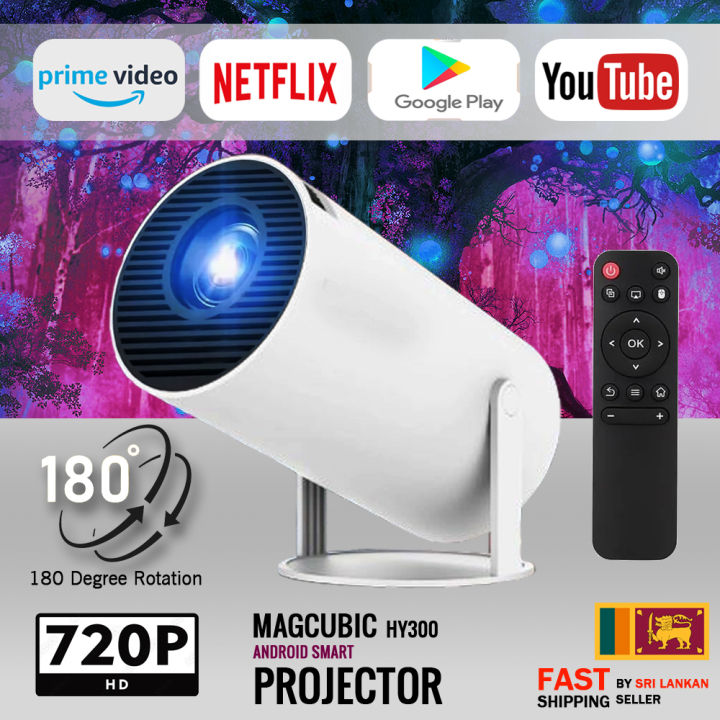HY 300 Pro Mini Projector for Home Portable HD Android 12 Short 4K ...