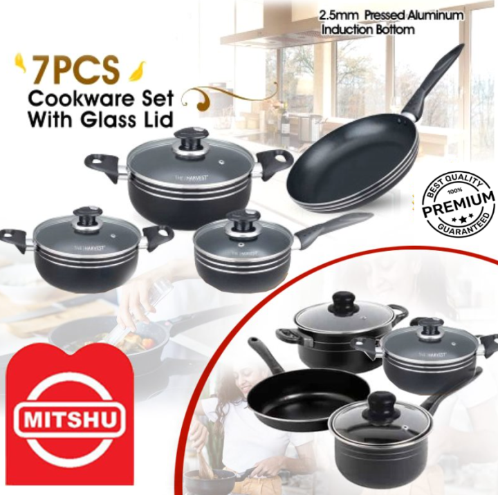 Mitshu Non-Stick 7-Piece Cookware Set – Premium Cooking Set for Gas ...