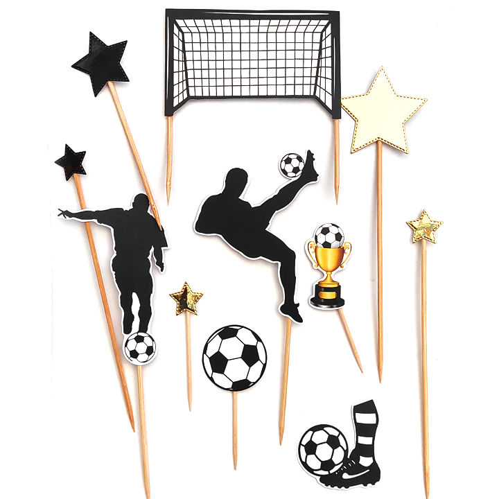 10Pcs FootBall Cake Toppers Sport Game Cup Cake Decoration Cake Topper ...