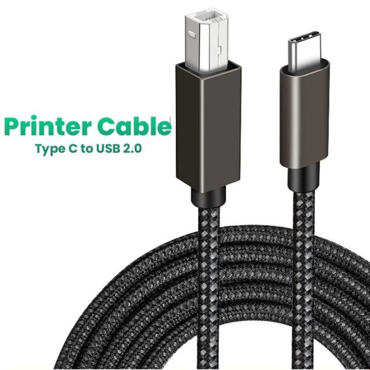 USB C USB A to USB B 2.0 Printer Cable Braided Printer Scanner Cord For ...