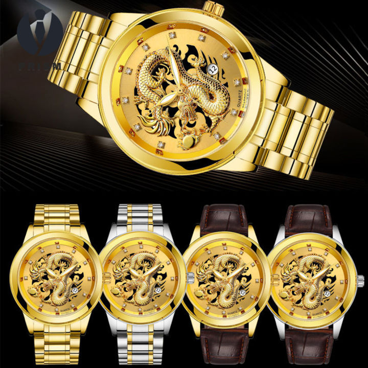 Prism Luxury Dragon Rhinestone Round Dial Luminous Analog Quartz Unisex ...