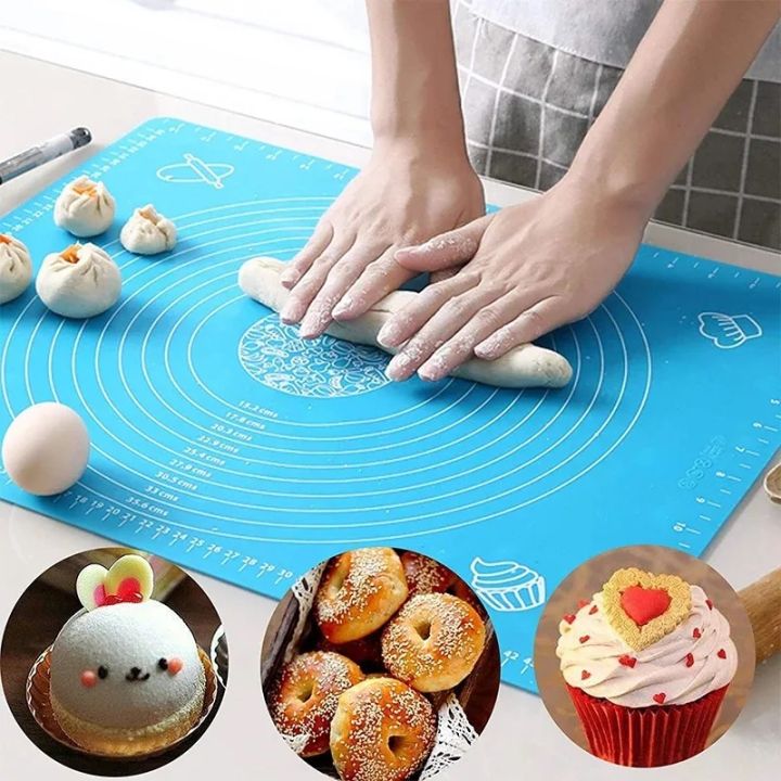 Silicone Rolling Fondant Mat Cake Dough Kneading Pad With Scale ...