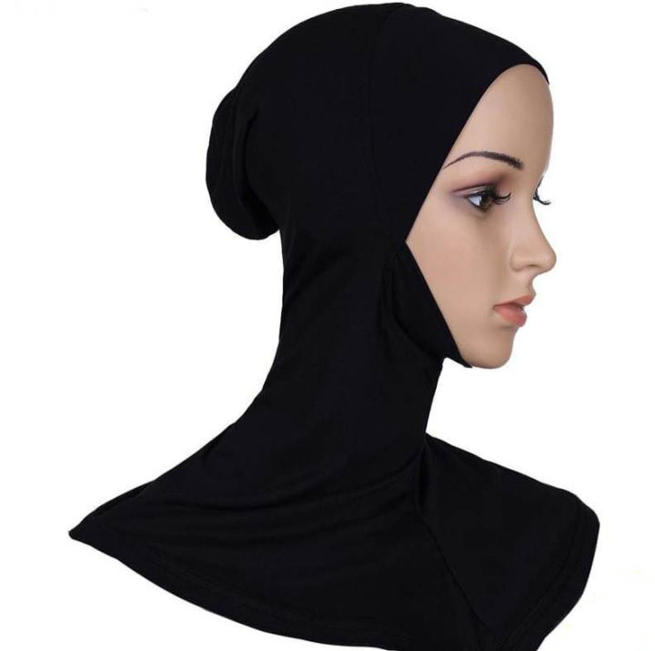 Plain Black Muslim Headscarf Inner Hijab Caps Wraps Women Islamic Under ...