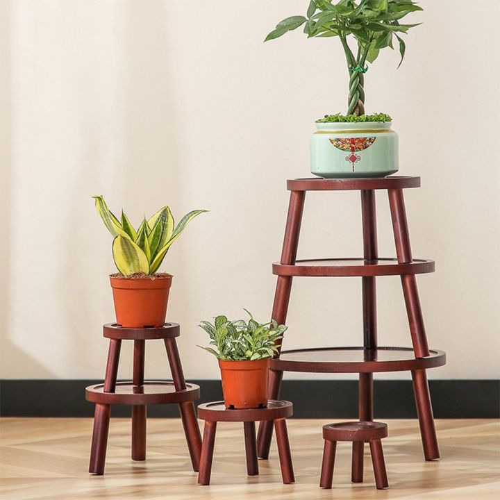 High Quality Wooden Flowerpot Tray Round Yellow Red Flowerpot Holder ...