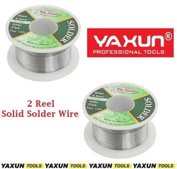 2 x Reel Solid Solder 0.3mm Dia Flux Core 63% Tin 37% Lead Long Wire ...