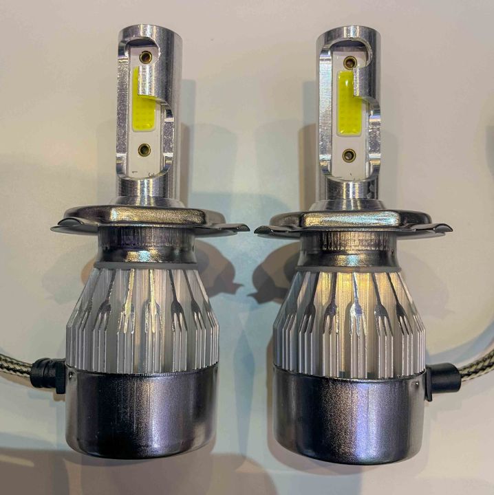 LED HEADLIGHT FOR 3WHEEL 2WHEEL 2PCS 12V C6 H4 BULB 36W 3800Lm COB AUTO ...