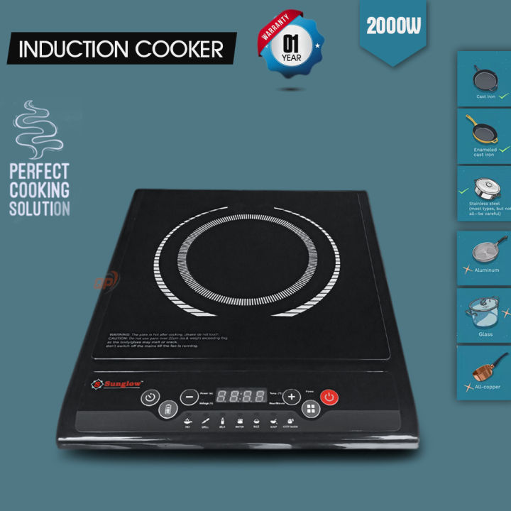 SUNGLOW 2000W 7 Preset Cooking Modes Single Burner Induction Cooker ...
