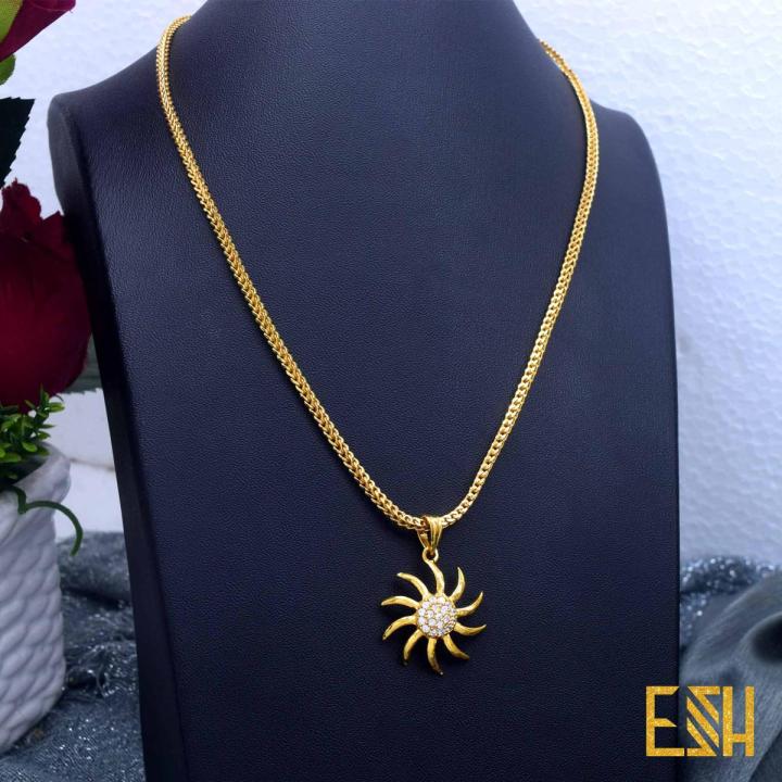 Gold plated New Fox Chain 18//24 Inch Short and long 3.5mm With stone ...