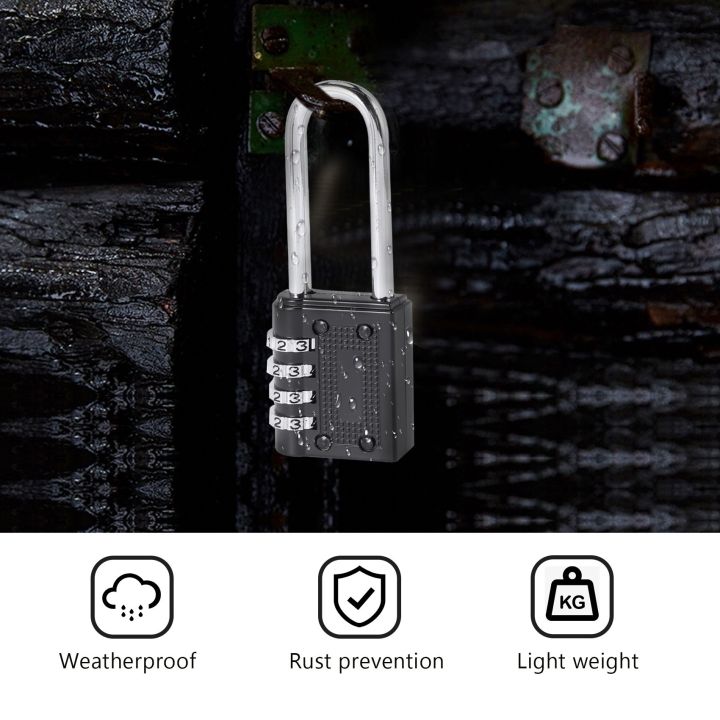 2 Pack Outdoor Combination Padlock Long Shackle Lock 6.5cm Shackle ...
