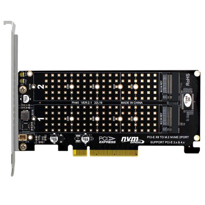 RAID Card PCI-E X8 Double Disk RAID Card NVME M.2 M KEY SSD Expansion Adapter Extended Dual NVME ...