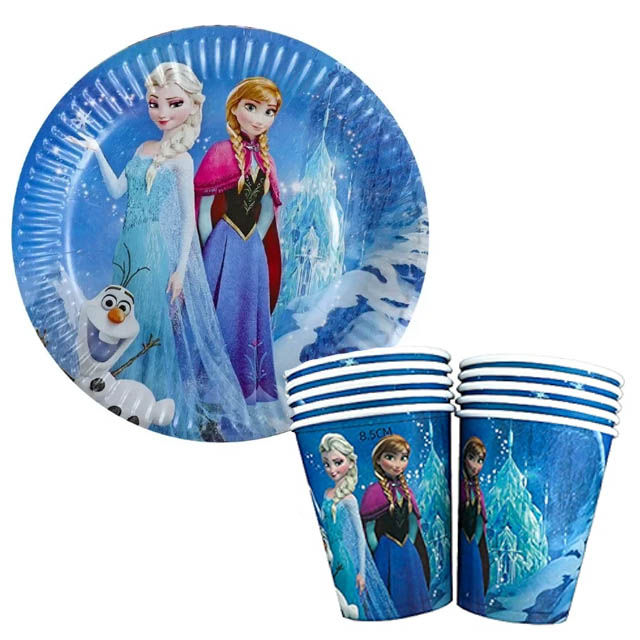 Frozen Elsa Theme Paper Cup Paper Plate Set Birthday Party Decorations ...