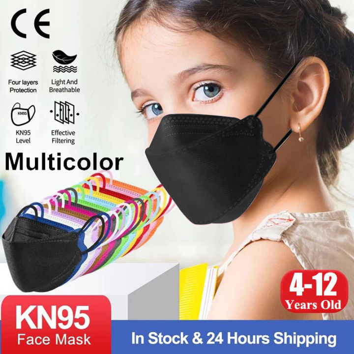 10-200PCS Kids KN95 Mask Children FFP2 Mascarillas 4 Layers Fit 6-14 ...