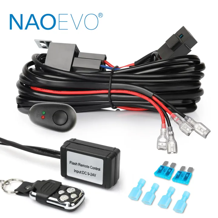 NAOEVO Wiring Harness Kit For 2 Lights 1 Fuse On-off Switch 12v 40a ...