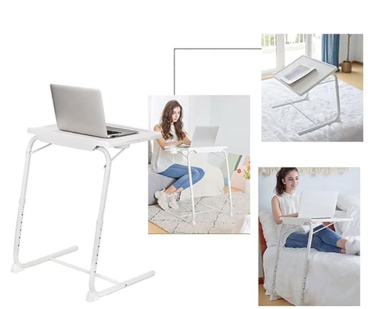 Table Mate 2 Portable Adjustable Dinner Laptop Tray Folding Table, White Tv Tray Table, Folding ...