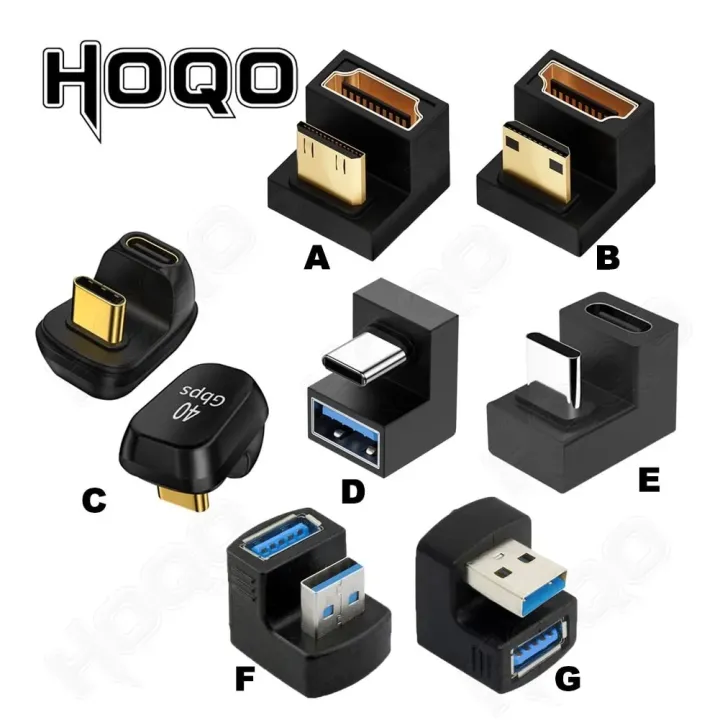 360 Degree U-shaped Mini HDMI gender Adapter USB3.2 Type-c Adapter USB ...