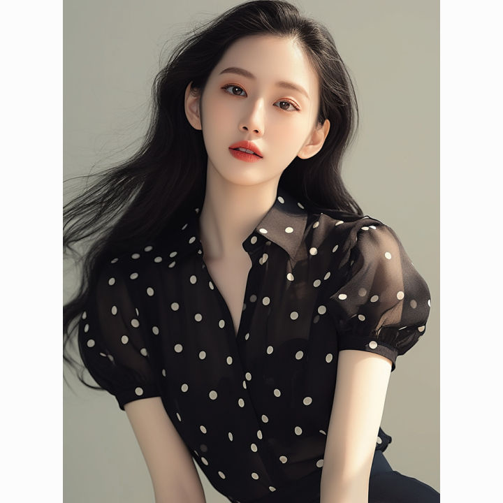 Lady Temperamental Chiffon Top Young French Minority Unique Chic Super ...