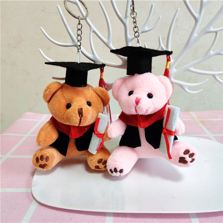 Cartoon Dr. Bear Plush Toy Reading Bear Doll Keychain Pendant Student ...