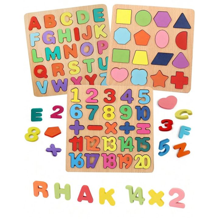 kids educational toys Alphabet Shape Puzzles for Kids 3 Wooden ...