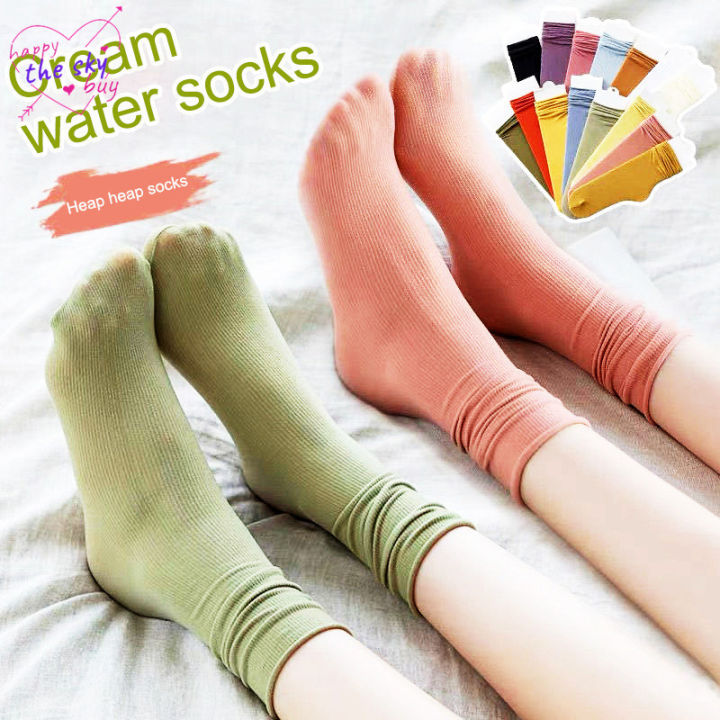 【TY】Cute JK Socks Pure Color Thin Ice Breathable No Strangling Feet ...