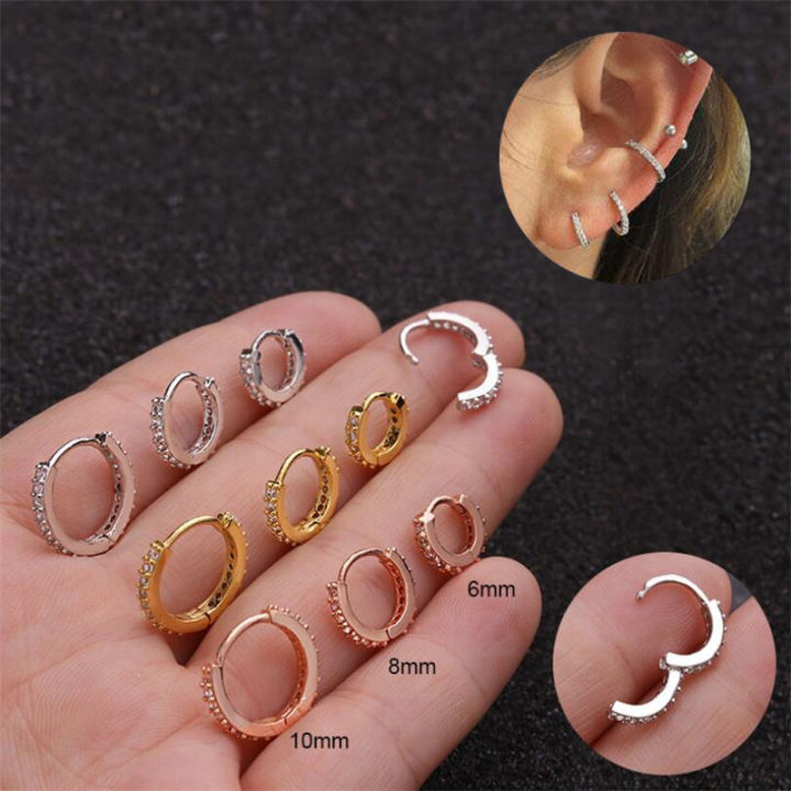 1PC Silver And Gold Color Ear Piercing Jewelry CZ Helix Cartilage ...