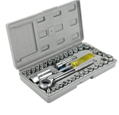 40-Piece Complete Socket Wrench Set with Precision Ratchet Handles and ...