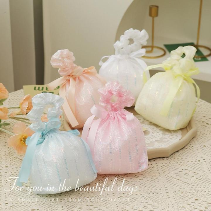 Satin Candy Bag Elegant Handheld Ribbon Tied Ribbon Box Compact ...