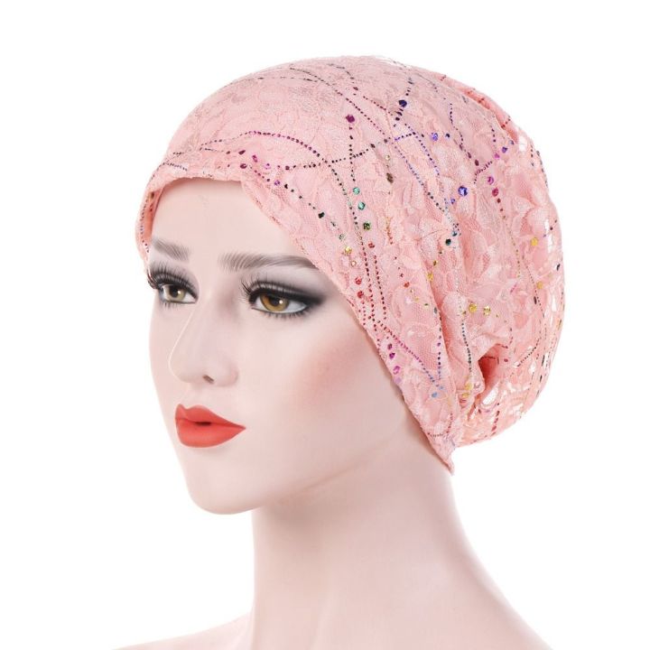 Breathable Muslim Hats Thin Lace Turban Hats Arab Wrap Head Soft Bonnet ...