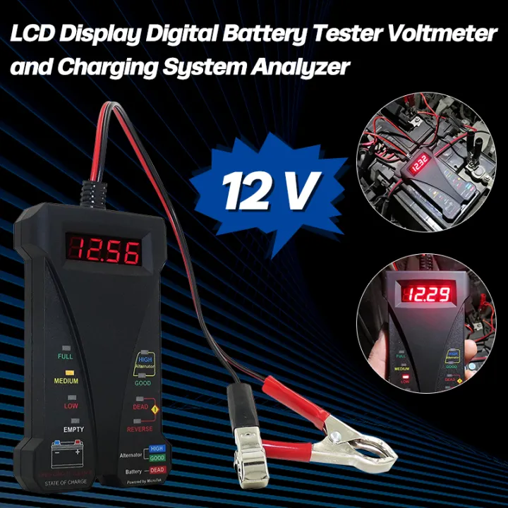 12V LCD Display Digital Battery ester Voltmeter and Charging System ...