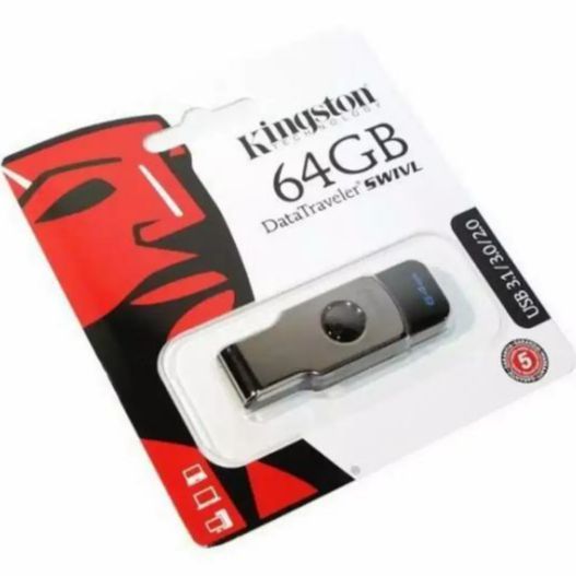 Kingston 64GB Pen Drive SWIVL BLACK TRAVEL ADAPTER PEN UNIVERSAL SERIAL ...