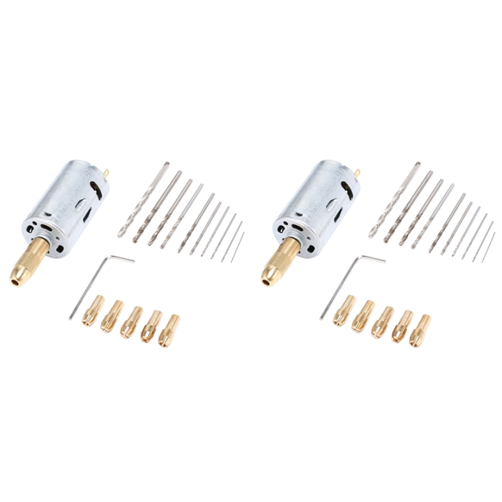 2X Mini Electric Hand Drill Bit Set DC 12V Motor 0.5-3mm HSS Twist ...