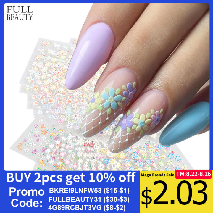 【Beauty Code】Nails Art Sticker Set Fashion Flower Design Self-adhesive ...