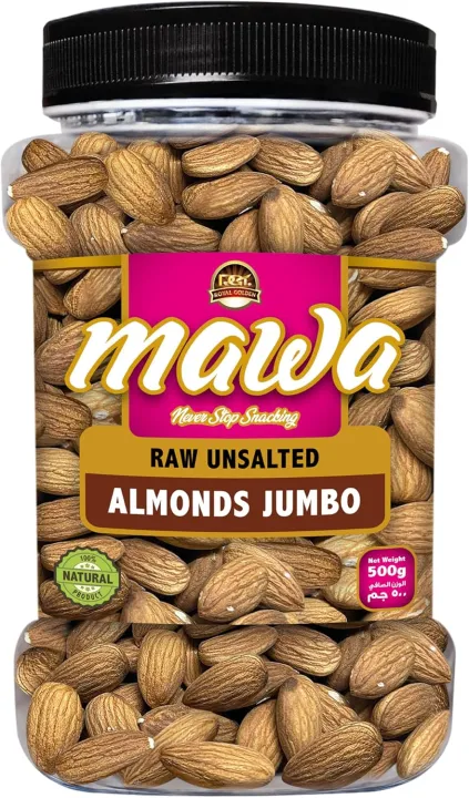 Mawa Raw Almonds Jumbo 500g | Badam | Premium Variety Dried Fruit Nuts ...