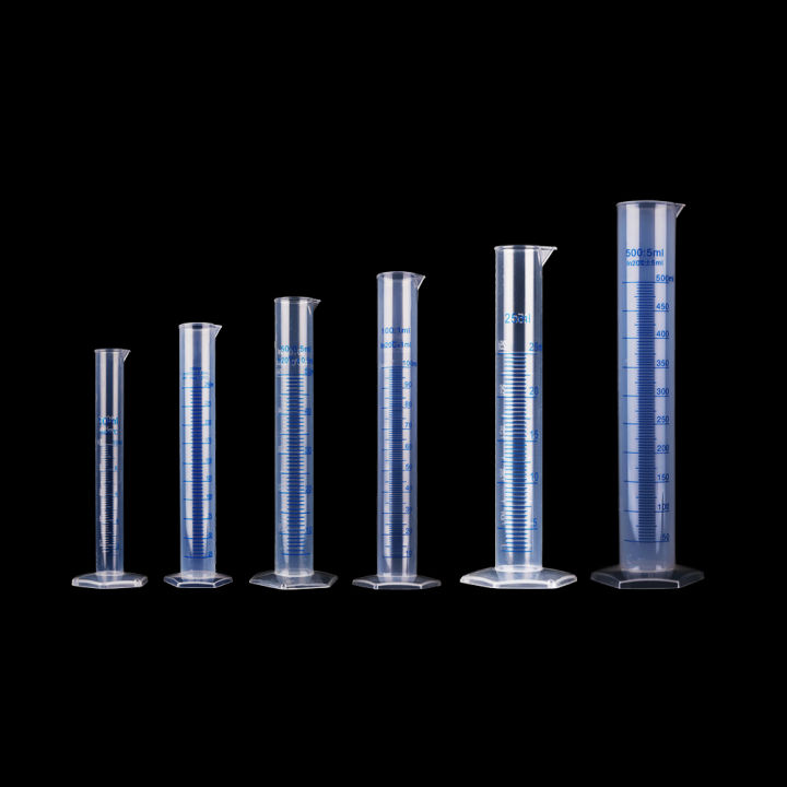 10ml/25ml/50ml/100ml/250ml/500ml Plastic Measuring Cylinder Lab ...