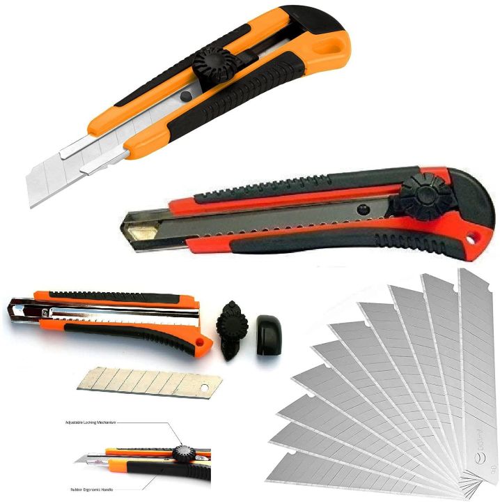 Heavy Duty 18 mm Cutter Knife with 3 Replacement Blades | Daraz.lk