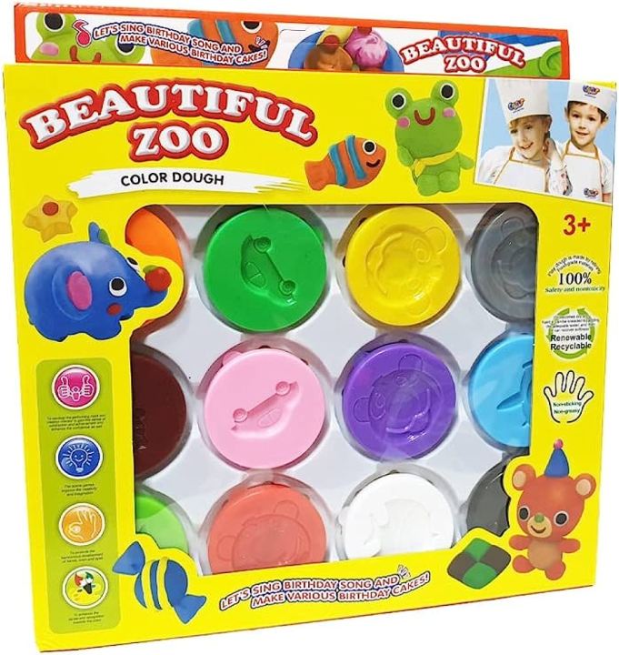 Beautiful Zoo Color Dough 12 Color Play Dough Clay with Tools for Kids ...