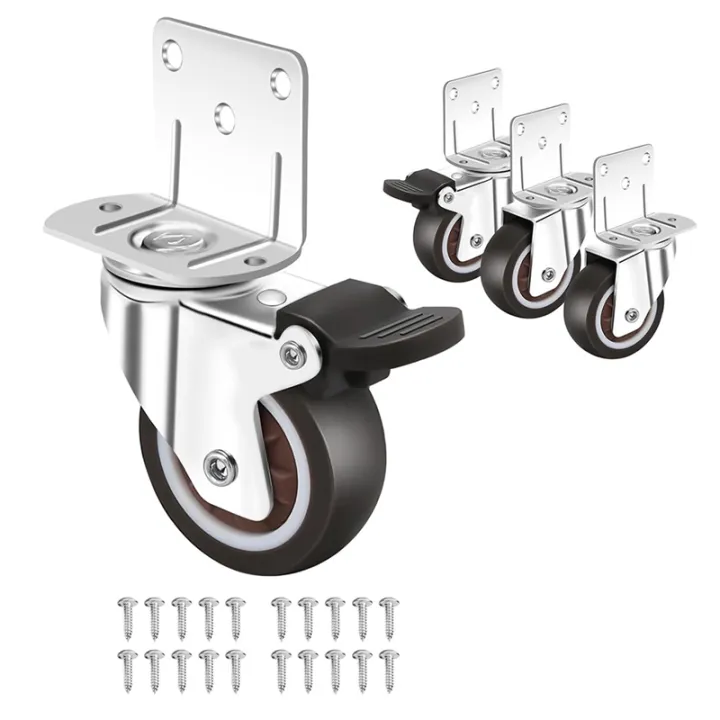 Side Mount Casters,Casters Set of 4 with Brake,L-Shape Plate Small ...
