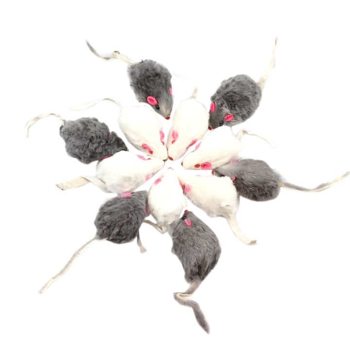 TWEXQNY 36Pcs False Mouse Cat Pet Toys Cat Long-Haired Tail Mice Sound ...