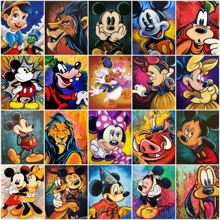 Disney Mickey DIY Coloring By Number Donald Duck Minnie Mouse Painting ...
