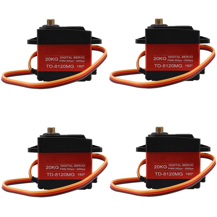 (COKP) 4X Td-8120Mg Gear Digital Servo with 20Kg High Torque 180Angle for Rc Remote Control Car ...