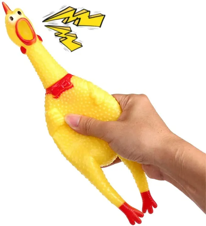 Chicken Toy Rubber Squeez Squawking Chicken Toy Yellow for Kids Pets ...
